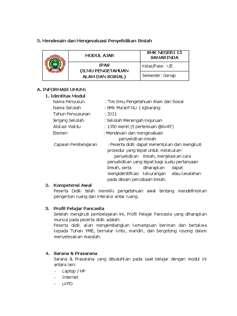 Modul Ajar IPAS SMK Keruangan Dan Konektivitas Antar Ruang Dan Waktu | PDF