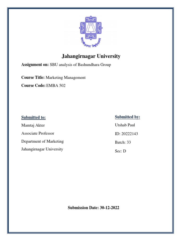 Assignment On SBU Analysis | PDF | Paper | Newspapers