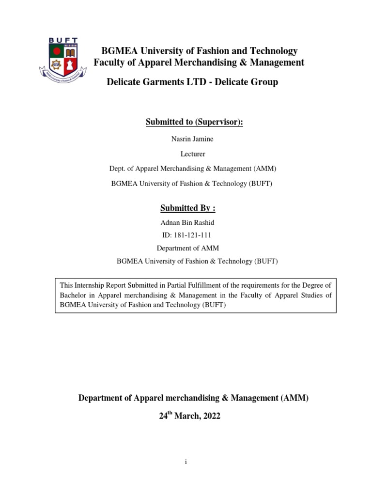 Internship Report of RMG Industry | PDF | Textiles | Seam (Sewing)