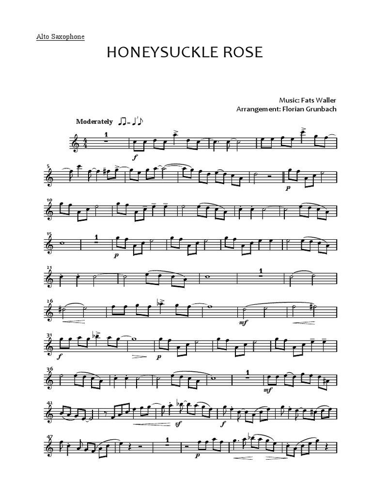 Honeysuckle Rose Alto Saxophone | PDF