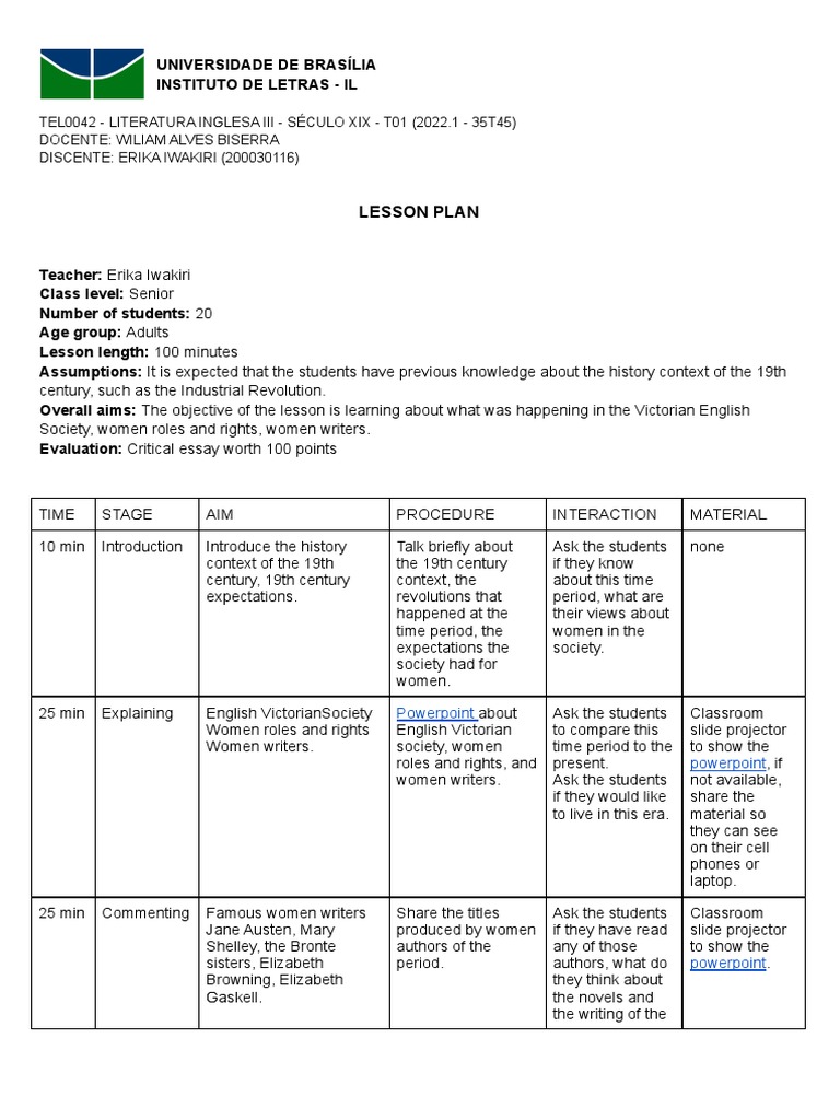 Lesson Plan - Victorian Age | Download Free PDF | Lesson Plan ...