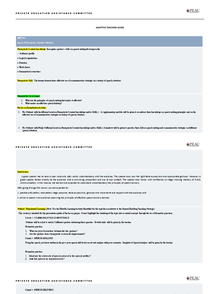 Adaptive Teaching Guide - GUYO, SAIMONA M. | PDF | Learning | Speech