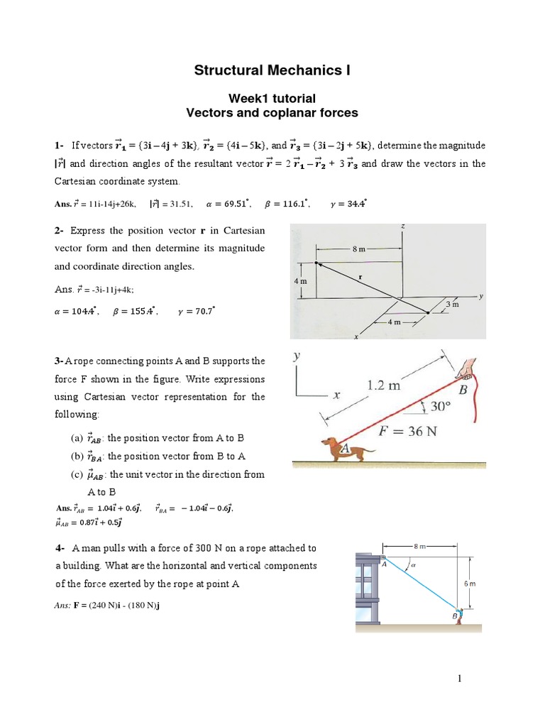 Tutorial 1 | PDF | Euclidean Vector | Force