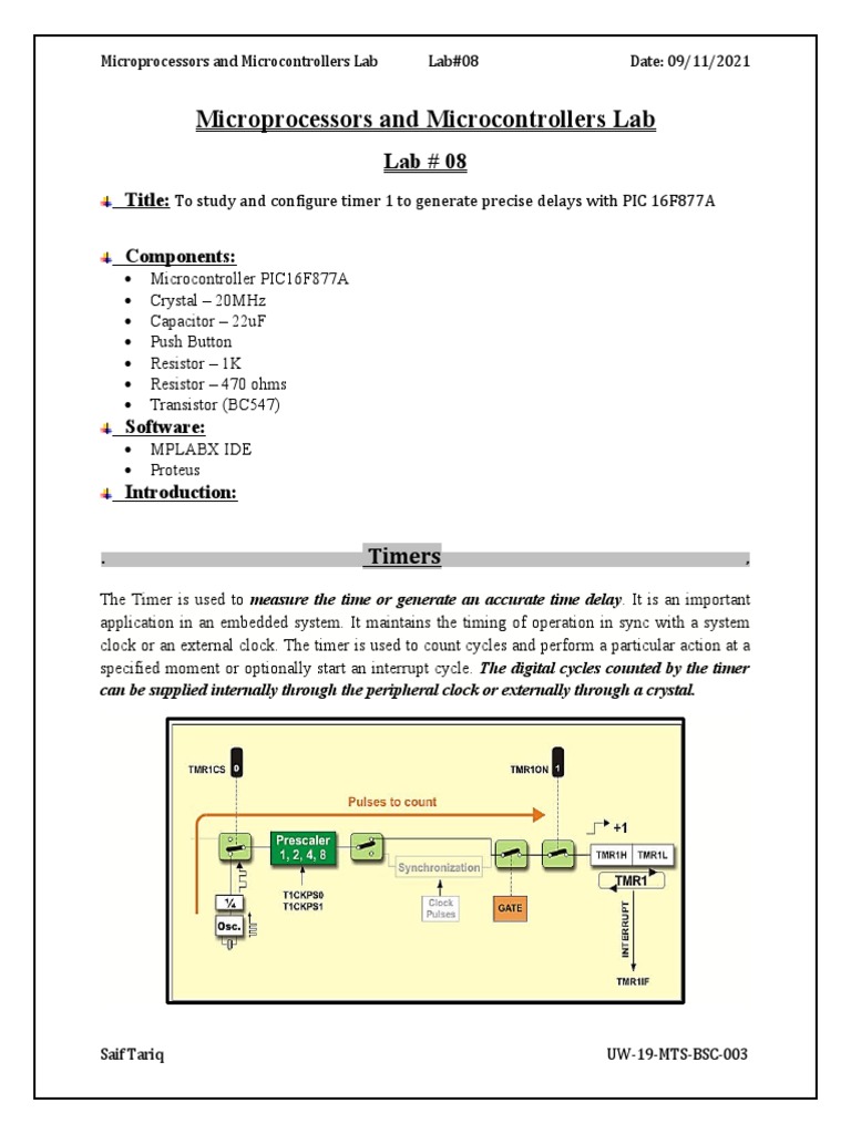 Timer 1 Delay Generation PIC16F877A | PDF | Microcontroller | Timer