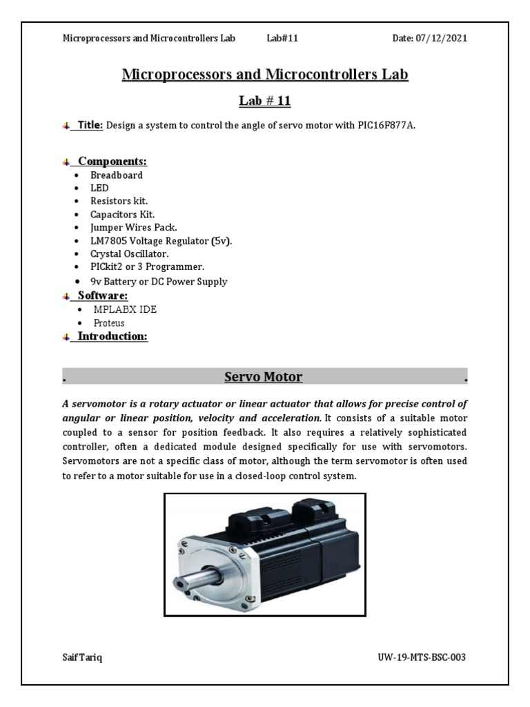 Microprocessors and Microcontrollers Lab: Title: Components | Download Free PDF | Electric Motor ...