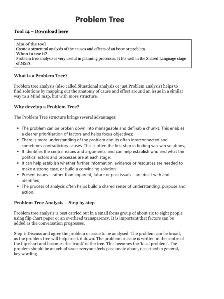 Problem Tree Analysis | PDF
