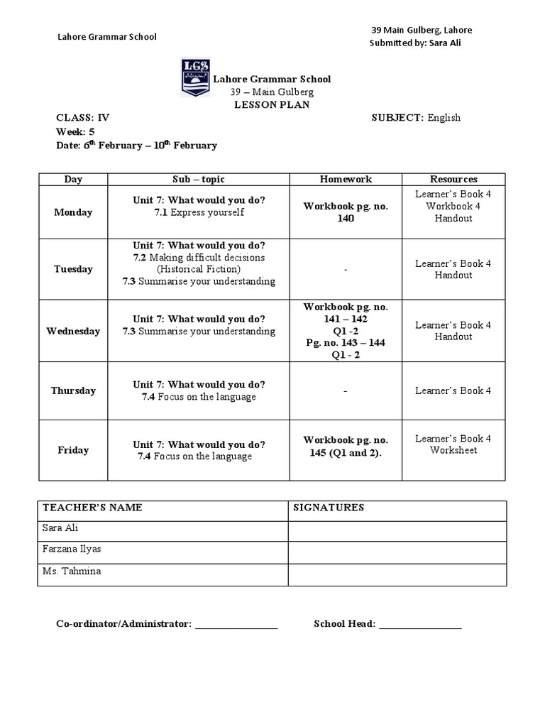 Grade 4 English Week 5 | PDF | Lesson Plan | Pronoun