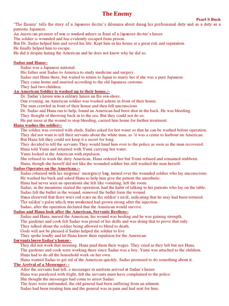 Dr. Sadao's Dilemma in "The Enemy" | PDF