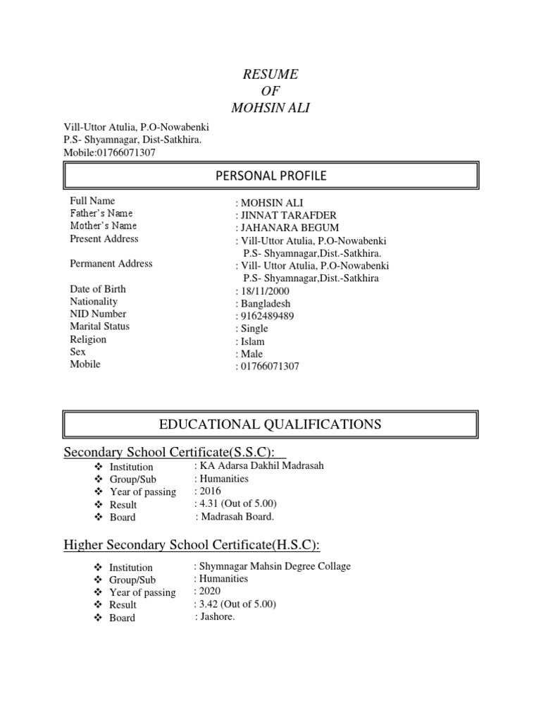 CV - 2 Page | PDF | Educational Stages