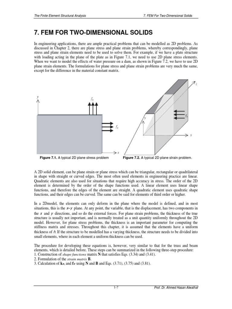 CH7 FEM FOR TWO DIMENSIONAL SOLIDS - v2 | PDF | Finite Element Method | Stress (Mechanics)