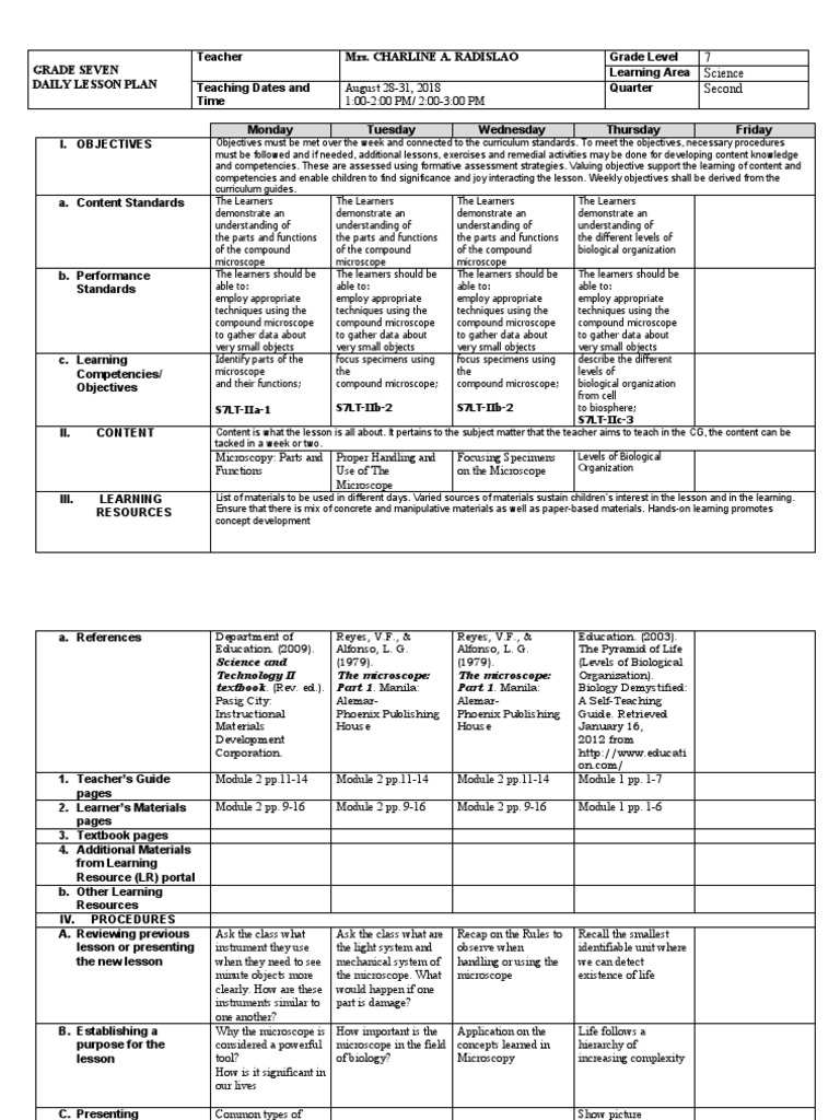 DLL in Science 7 | PDF | Learning | Teaching Method