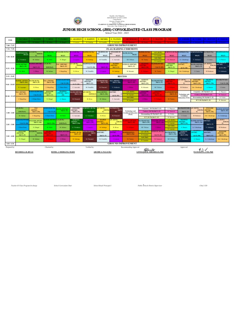 Class Program S.Y. 2022 2023 Final | PDF