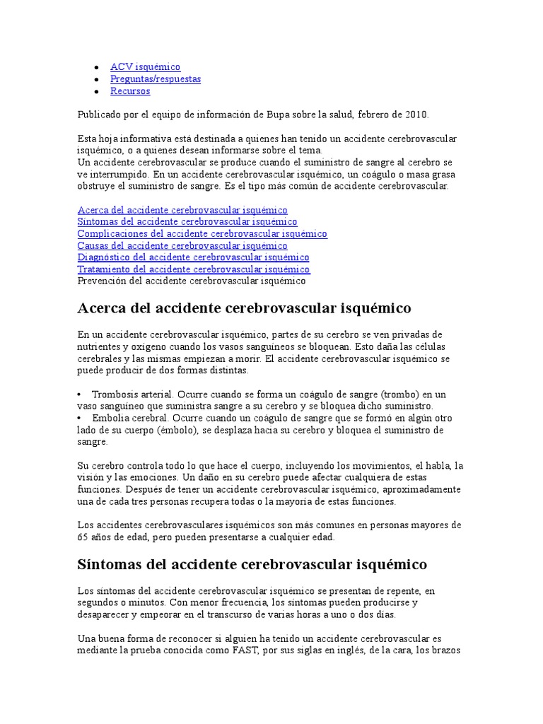 ACV Isquémico | PDF | Carrera | Trombo