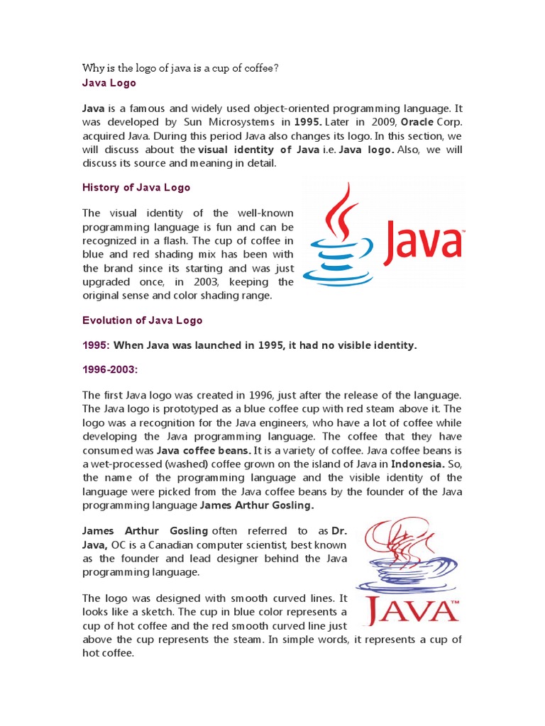 Why Is The Logo of Java Is A Cup of Coffee | PDF | Control Flow ...