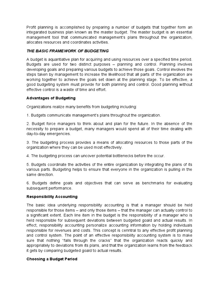 Summary Master Budgeting | PDF | Budget | Inventory