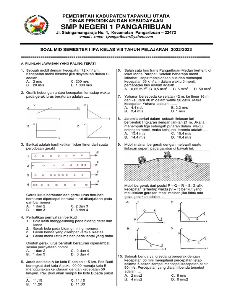 Soal IPA Kelas VIII Semester 1 | PDF