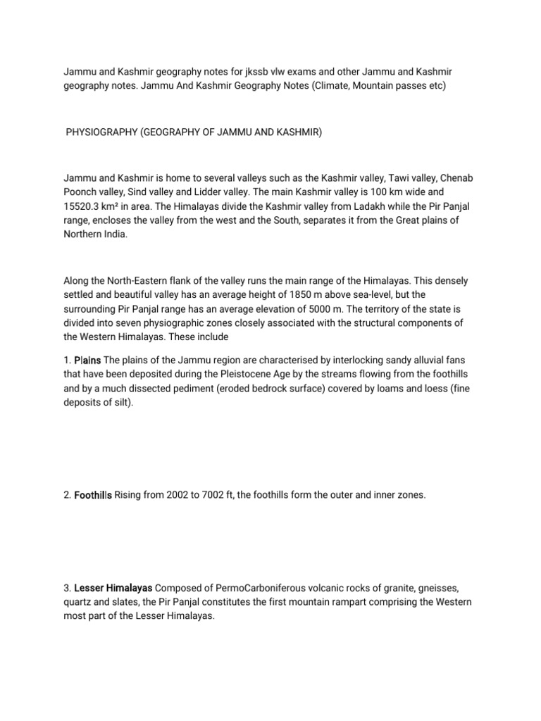 Geography of Jandk | PDF | Kashmir | Himalayas