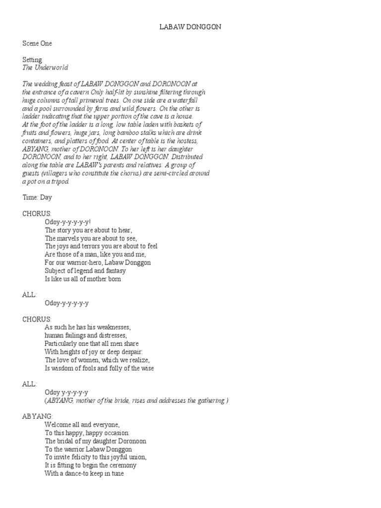 THE EPIC OF LABAW DONGGON by Mig Alvarez Enriquez | PDF