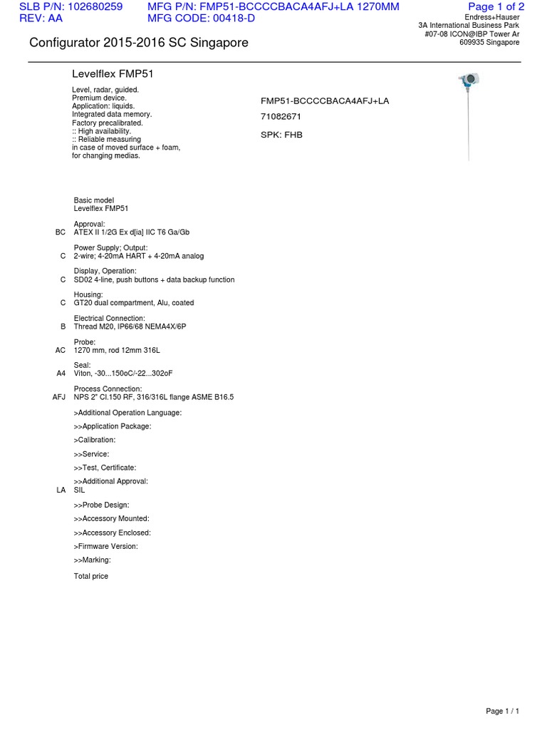 Configurator 2015-2016 SC Singapore: Levelflex FMP51 | PDF | Computer Science | Computer Hardware
