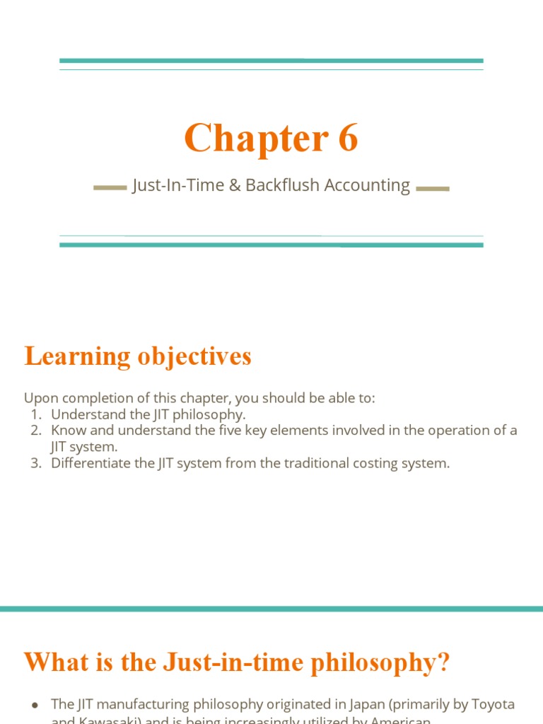 06 Just in Time and Backflush Accounting | PDF | Lean Manufacturing ...