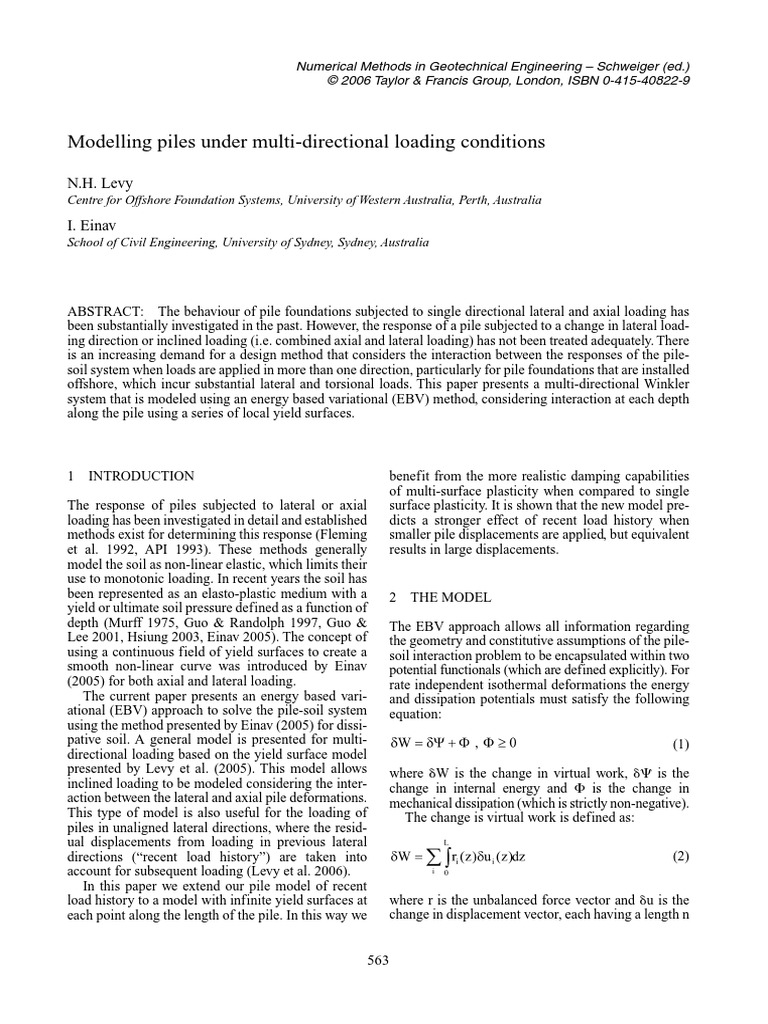Modelling Piles Under Multi-Directional Loading Conditions: N.H. Levy | Download Free PDF ...