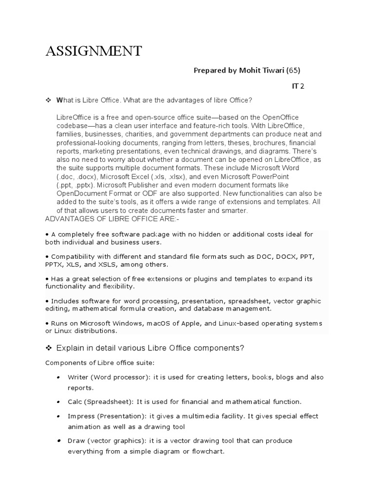65 Mohit Tiwari IT2 Foc Assignment 3 | PDF | Microsoft Office | Free Software