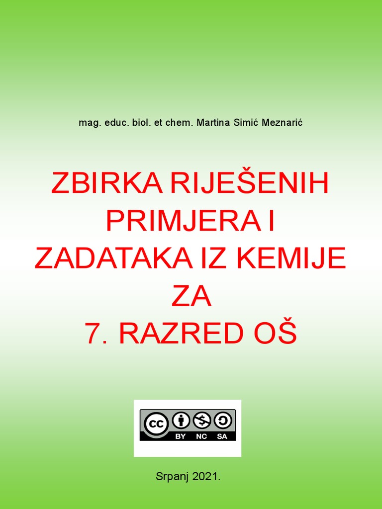 Zbirka Rijesenih Primjera I Zadataka Iz Kemije Za 7. Razred OS | PDF