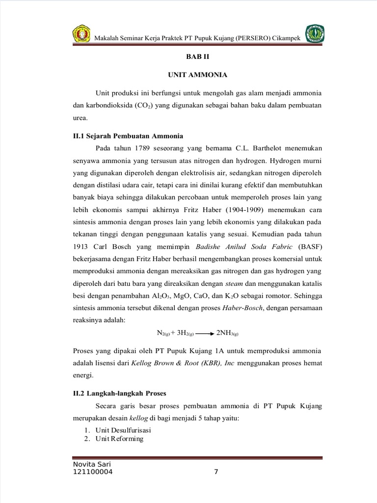 Dokumen - Tips - Bab II Deskripsi Proses Ammonia 1a PT Pupuk Kujang | PDF