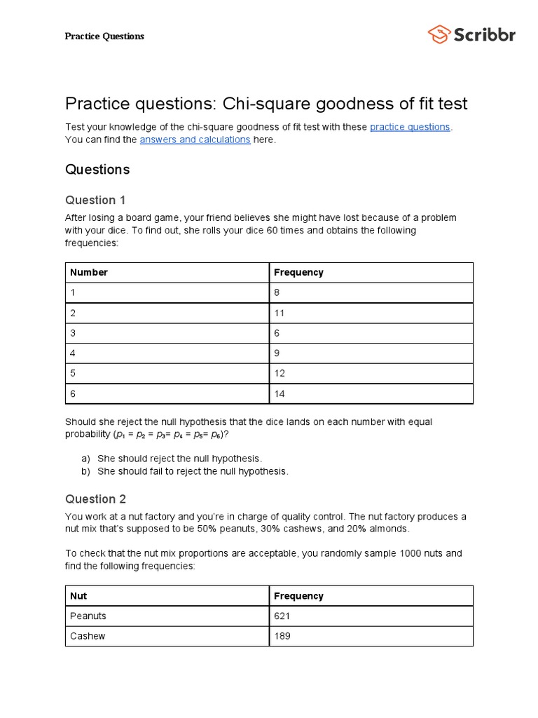 Practice-Questions-Examples-Chi-Square-Goodness-of-Fit-Test | PDF | Chi ...