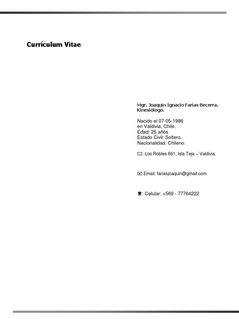 CV Kine Joaquín Farías | PDF | Medicina | Medicina CLINICA