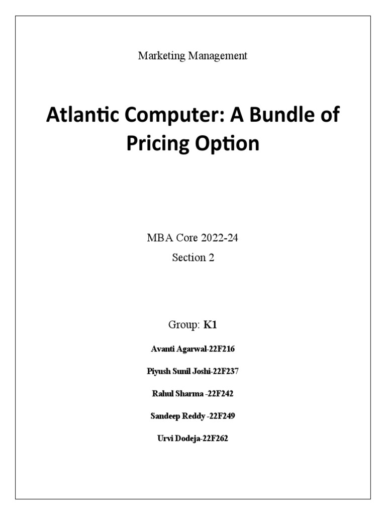 Atalantic Computer - Group K1 | PDF | Pricing | Profit (Economics)