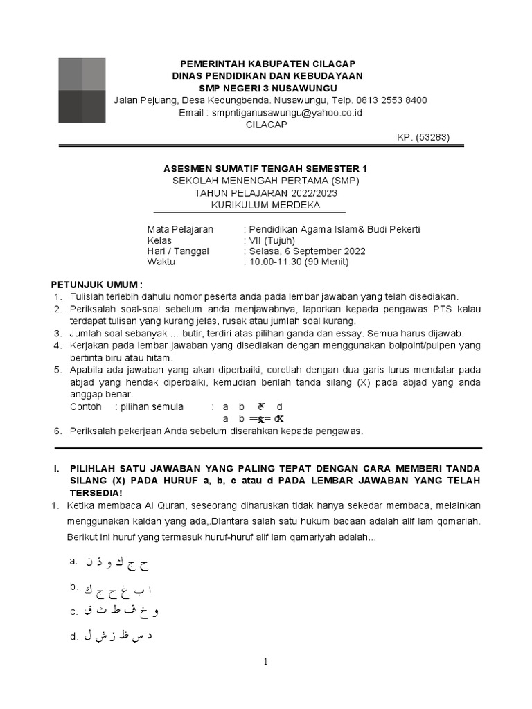 Soal PTS PAI KELAS VII | PDF