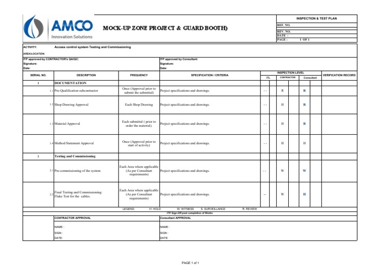 ITP For Access Control SystemTesting and Commissioning | PDF