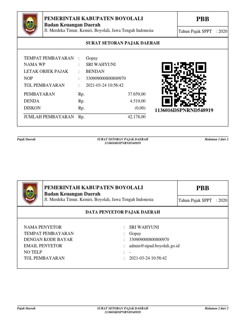 Surat Tanda Terima Setoran | PDF