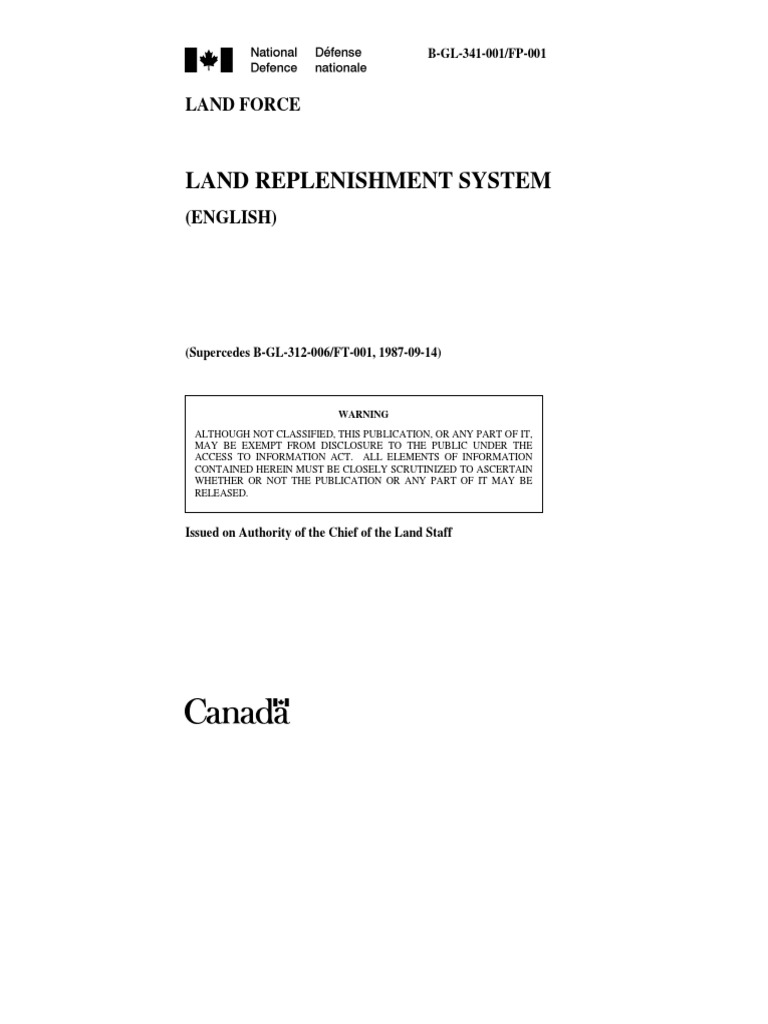 B GL 341 001 LAND Replenishment System | PDF | Battalion | Division ...