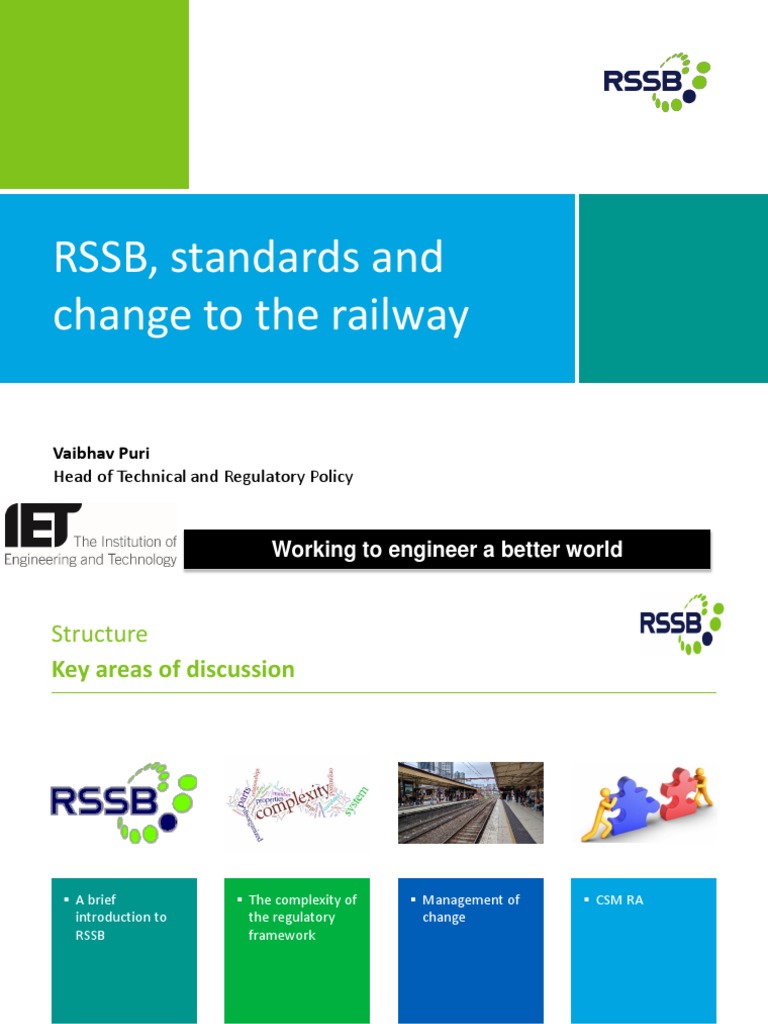 D3 - Vaibhav Puri - RSSB, Standards and Change To The Railway | PDF | Safety | Risk