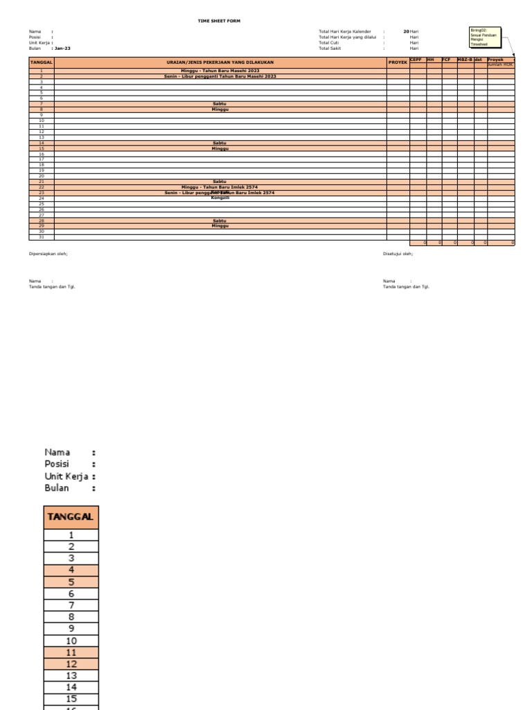 Timesheet 2023 | PDF