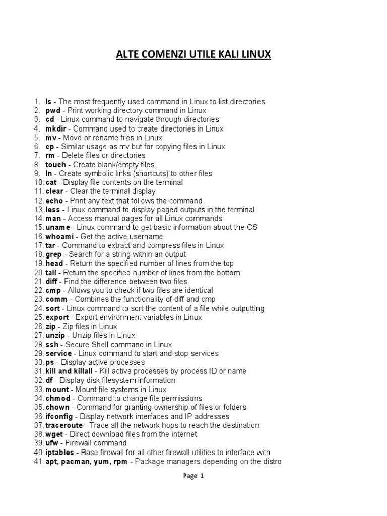 Alte Comenzi Utile Kali Linux | PDF | Computer File | Zip (File Format)