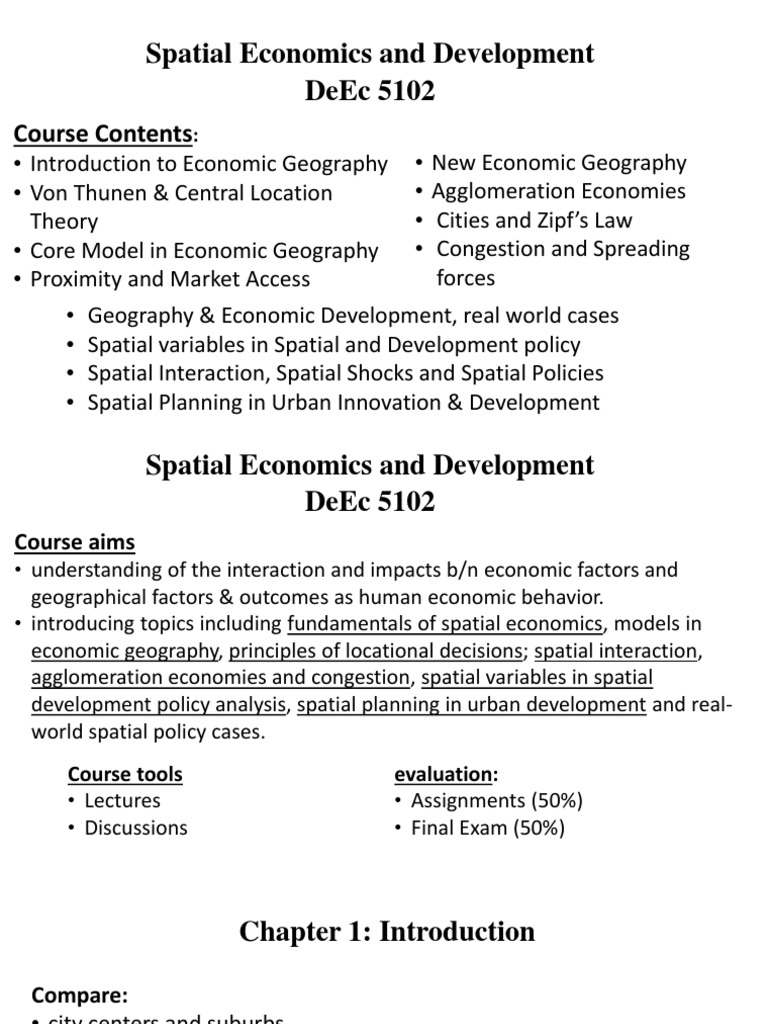 Spatial Economics CH 1 Introduction | PDF | Economics | Space