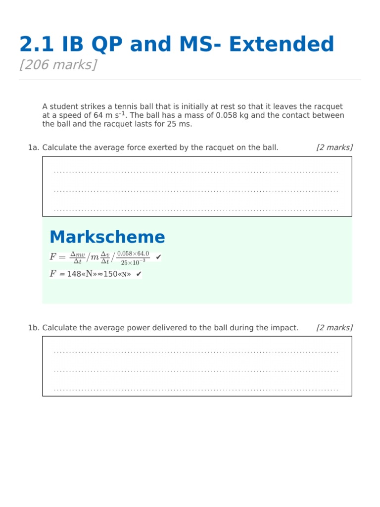 2.1 IB QP and MS - Extended | PDF | Force | Radioactive Decay