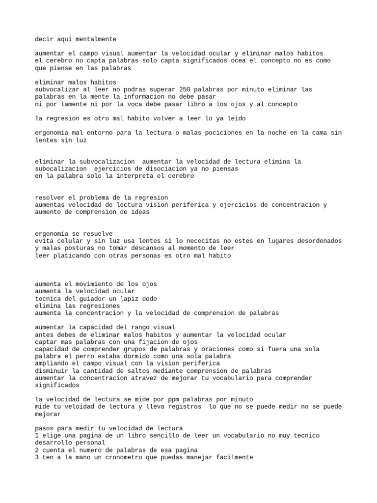 Lectura Rapida | PDF | Comprensión lectora | Información