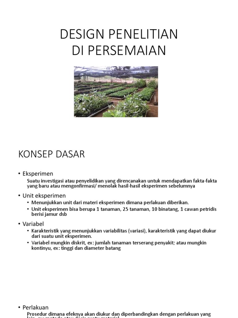 Panduan Rancangan Penelitian Persemaian | PDF