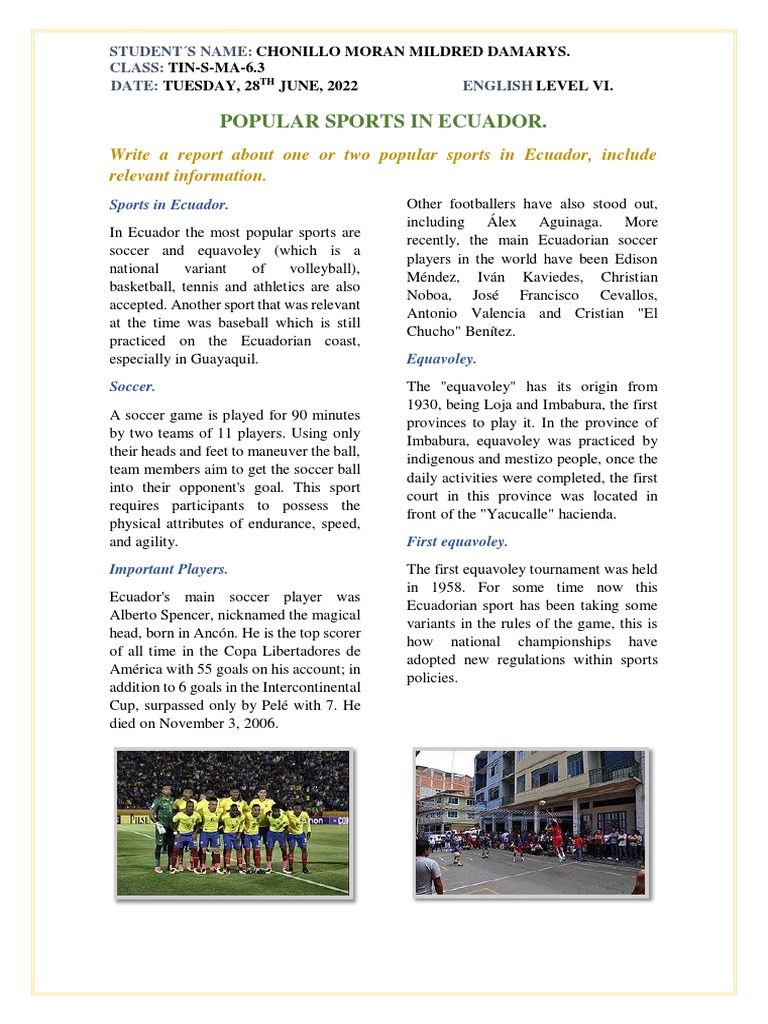 Popular Sports in Ecuador | PDF | Ecuador | Association Football Clubs