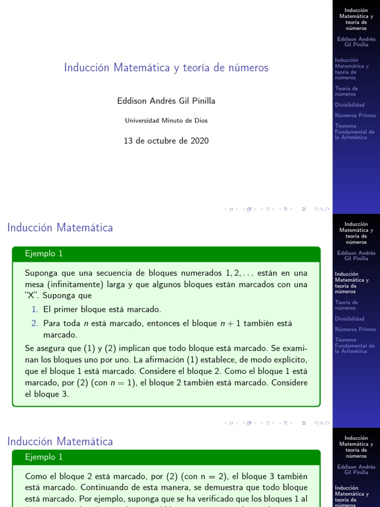 Inducci N Matem Tica y Teor A de N Meros | PDF | Número primo | División (Matemáticas)