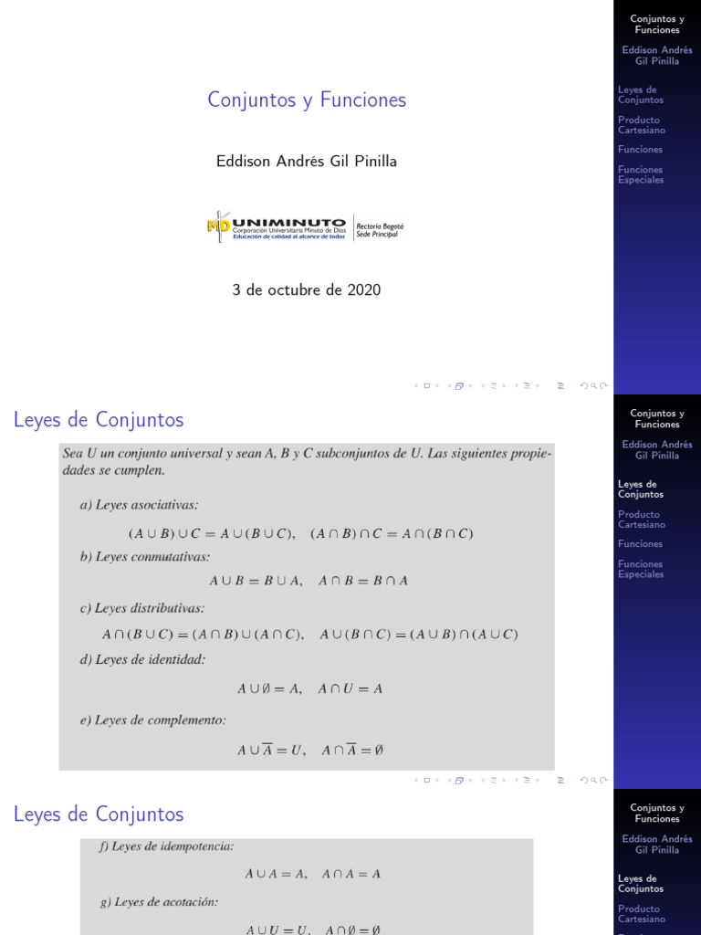 Conjuntos y Funciones | PDF | Función (Matemáticas) | Conjunto (Matemáticas)