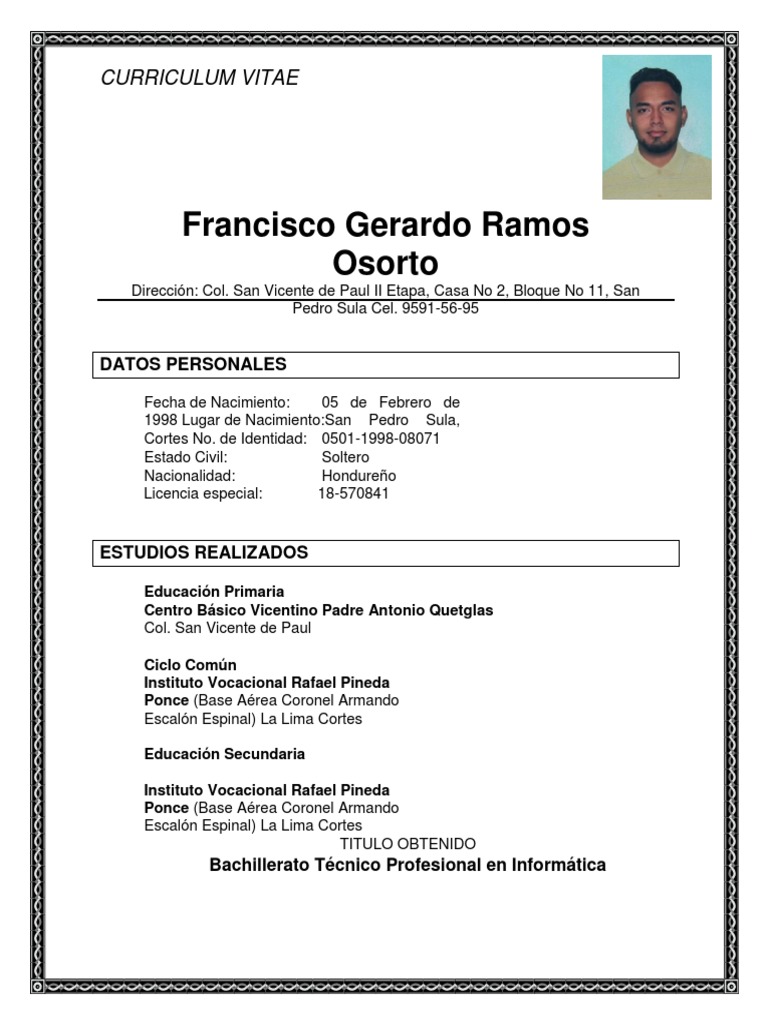 Curriculum VITAE (Francisco Gerardo Ramos Osorto) 2 | PDF