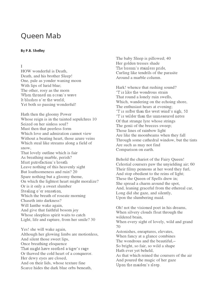SHELLEY Queen Mab | PDF | Young Adult | Classics
