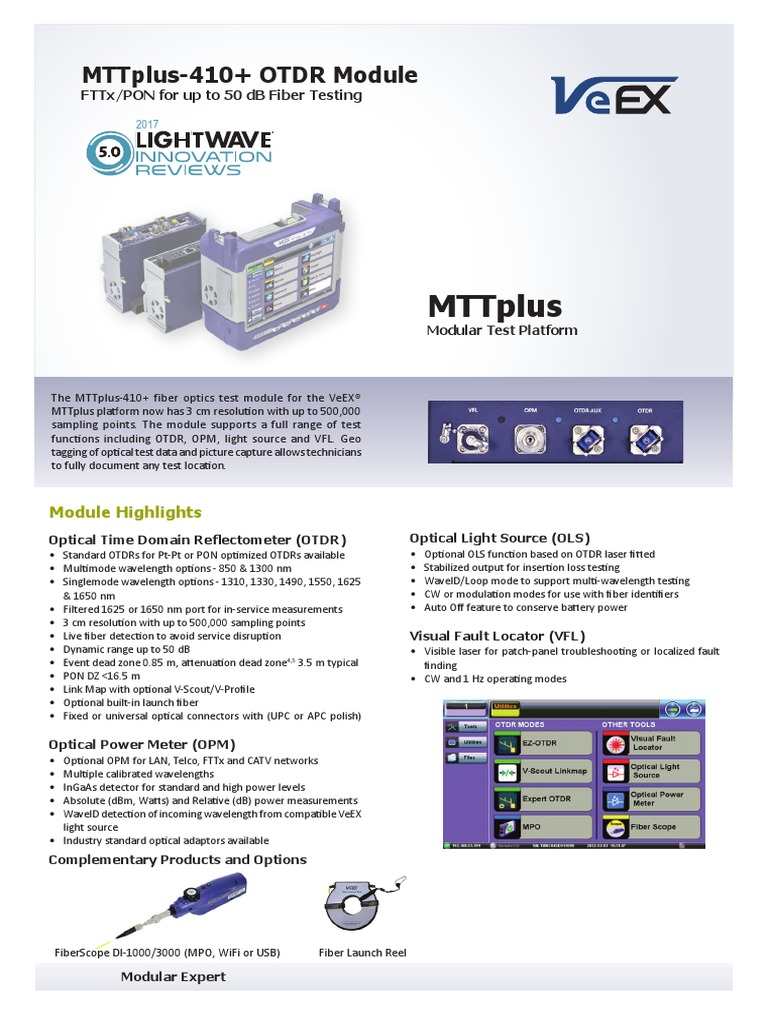 MTTplus-410+ Specification Sheet | PDF | Optical Fiber | Computer Science