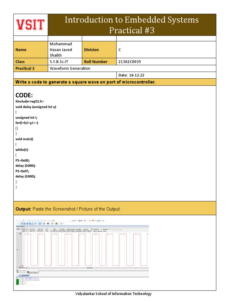 Embedded Systems Waveform Generation Code | PDF