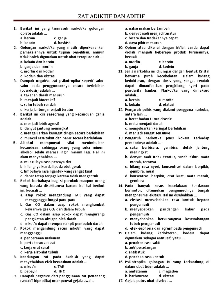 Soal Adiktif Dan Aditif | PDF